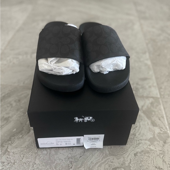 Coach | Shoes | Coach Charcoal Signature Slides | Poshmark
